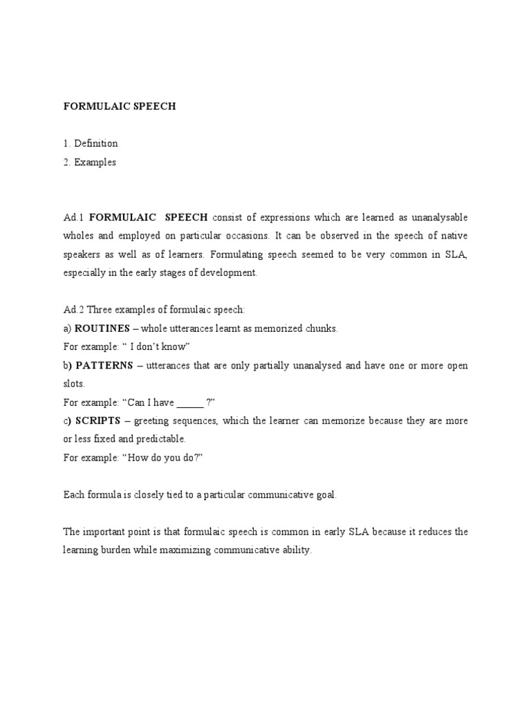 Understanding Formulaic Speech in SLA | PDF | Second Language ...