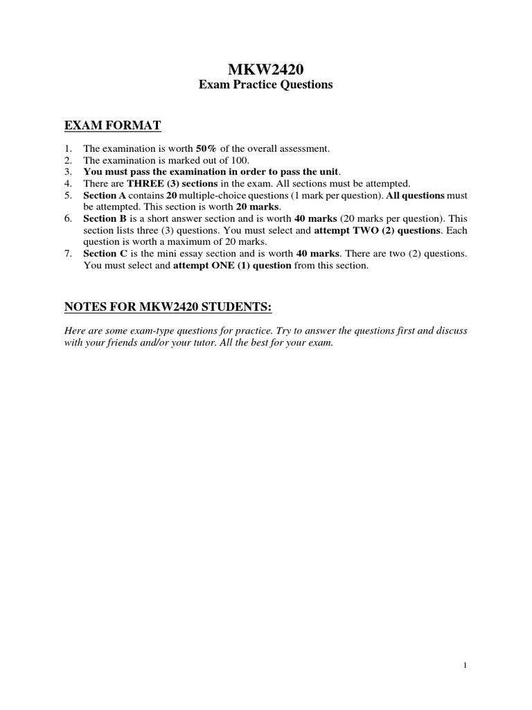 Exam Practice Questions - Sem2 2018 | PDF | Errors And Residuals | Survey Methodology