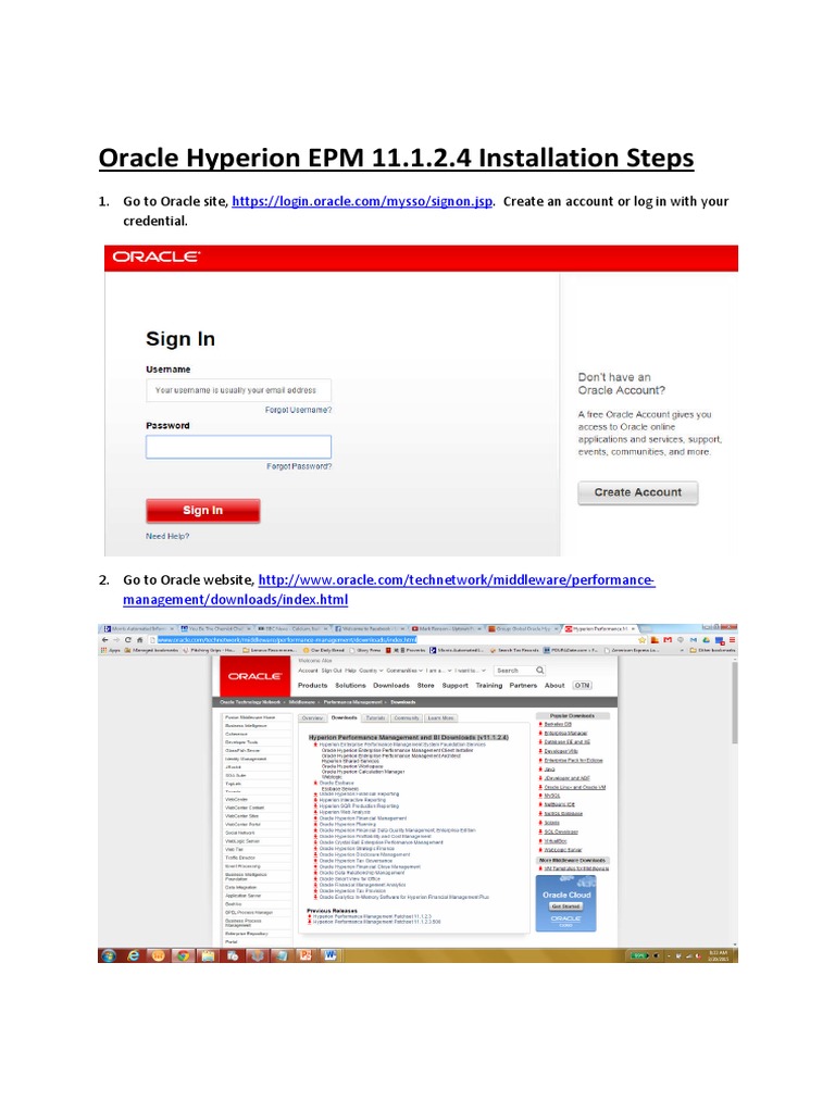 Oracle Hyperion EPM 11.1.2.4 Installation Steps | PDF
