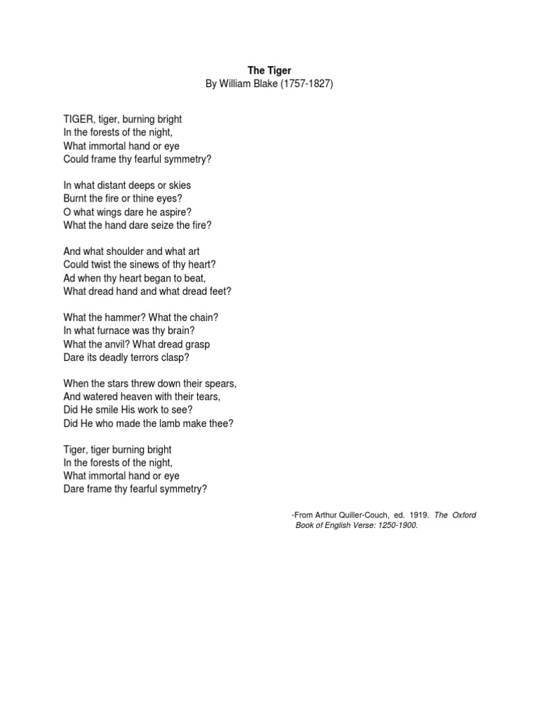 The Tiger: Book of English Verse: 1250-1900 | PDF