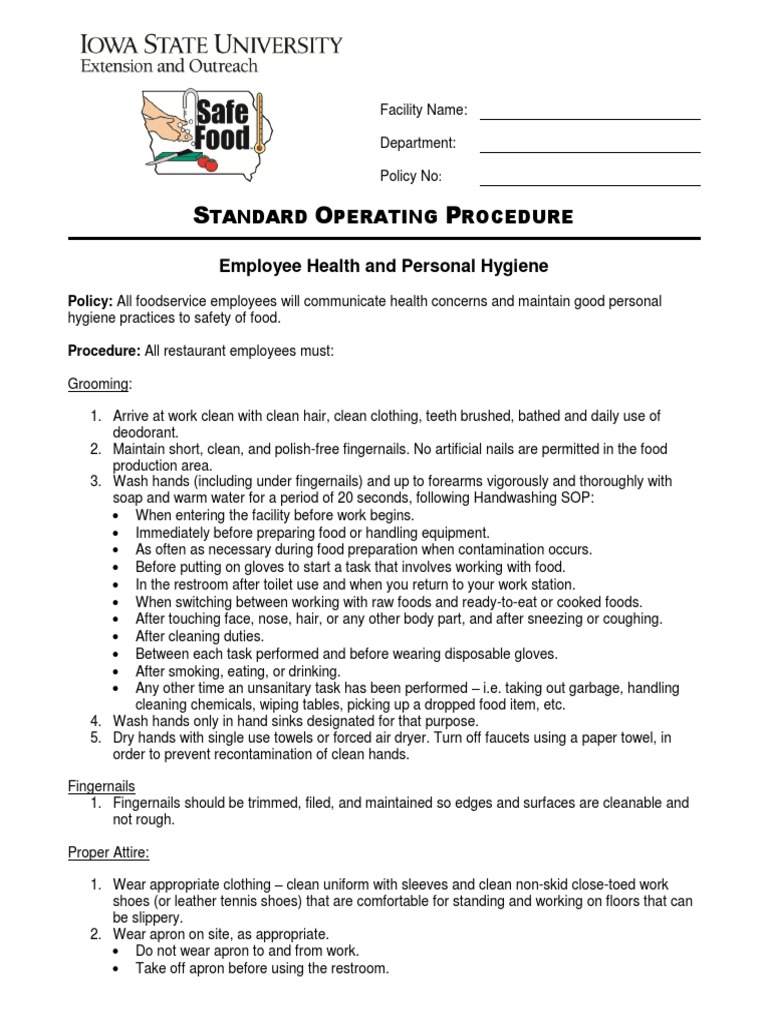 Restaurant Hygiene Guidelines | PDF | Hygiene | Hand Washing