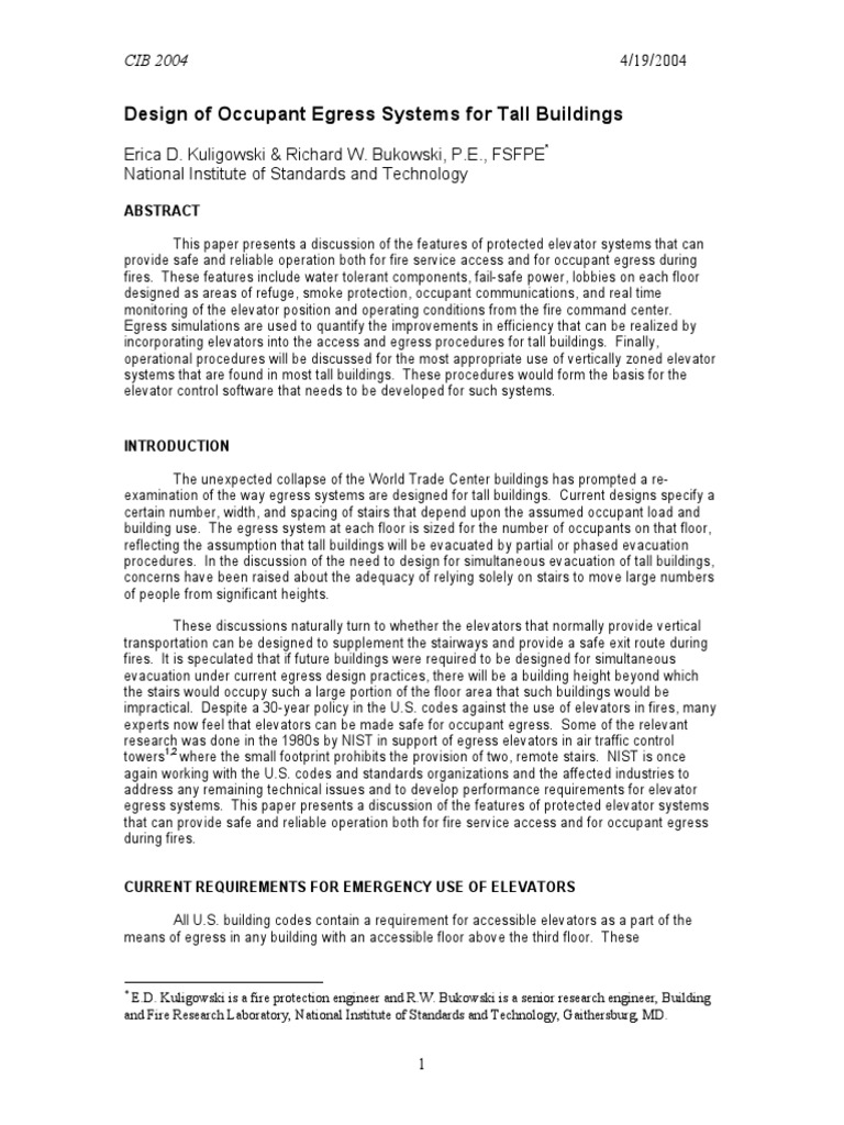 Egress System Design | PDF | Elevator | Firefighter