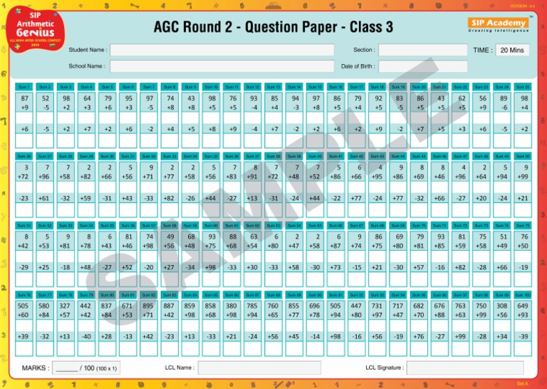 AGC Round 2 Question Paper Class 3 | PDF