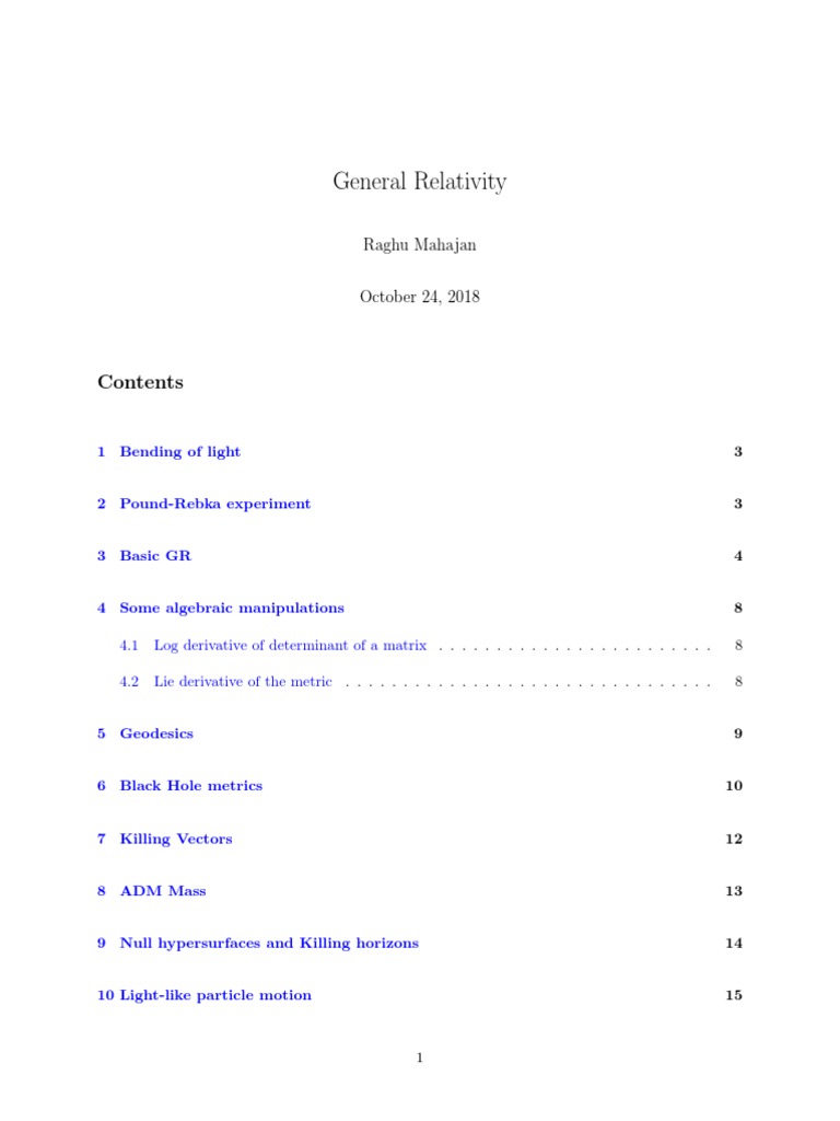 General Relativity: Raghu Mahajan | PDF | Mathematical Physics | Non ...