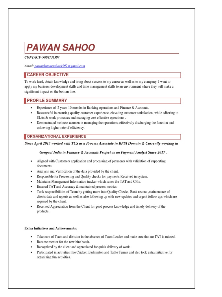 PAWAN SAHOO RESUME | PDF | Business