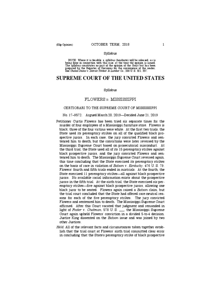 Curtis Flowers Decision | PDF | Batson V. Kentucky | Peremptory Challenge