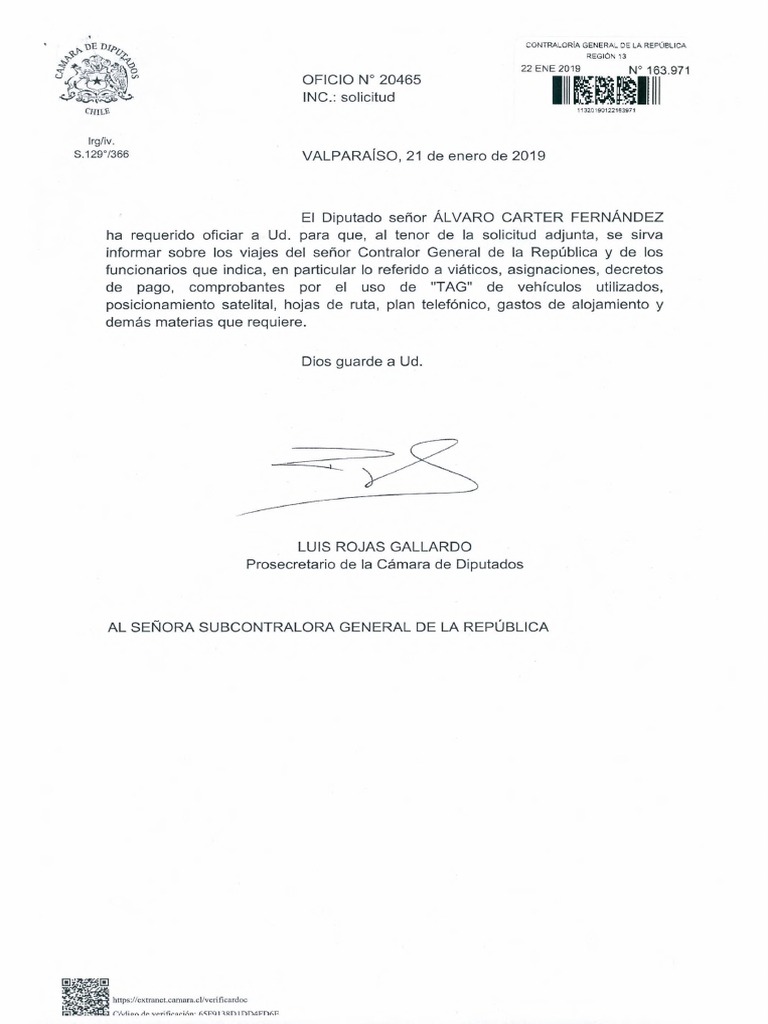 Oficio Contraloria Carter | PDF | Gobierno