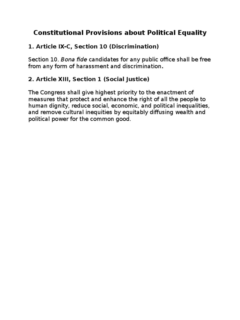 Political Equality Provisions | PDF