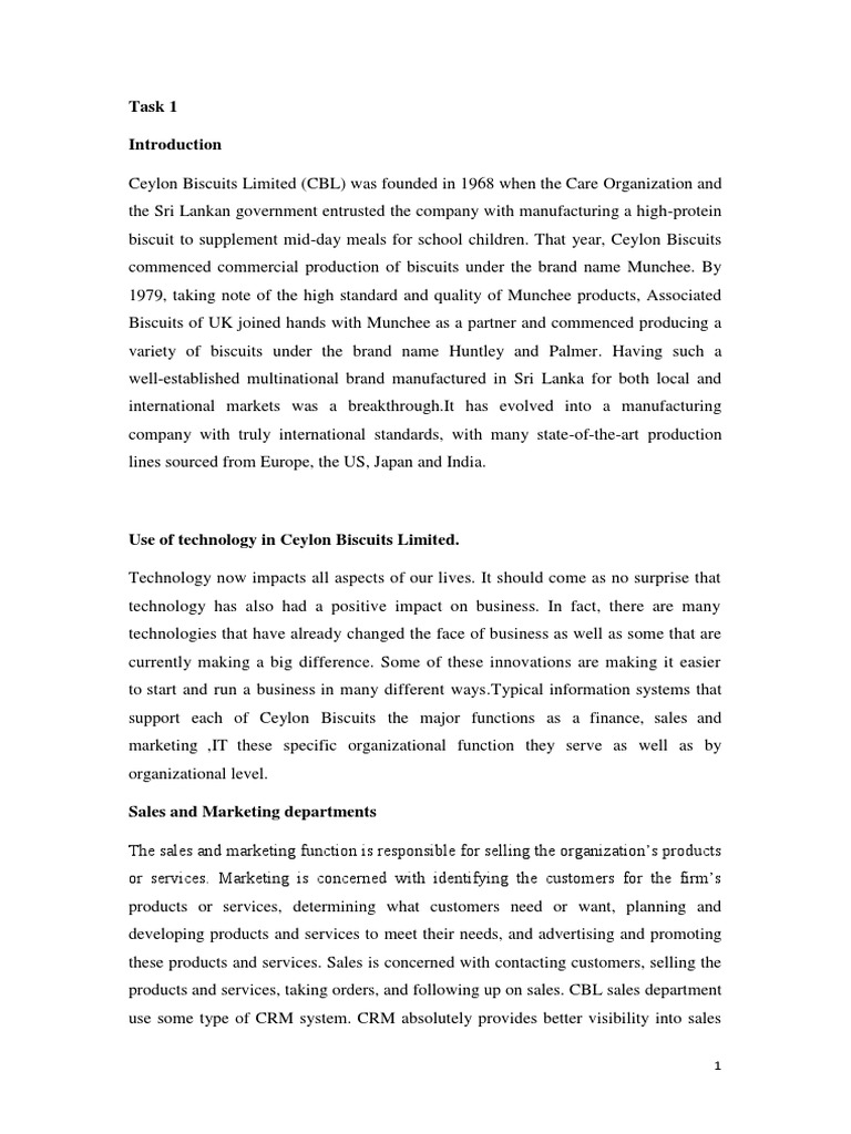 Ceylon Biscuits Limited Was Founded in 1968 When T | PDF | Information ...