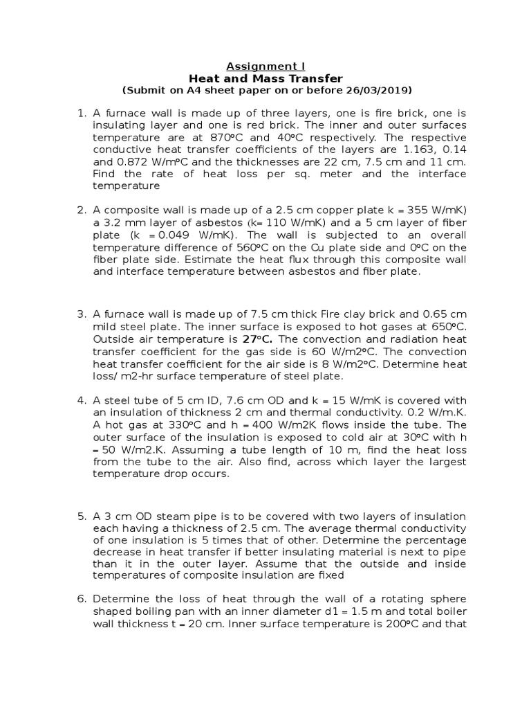 Assignment | PDF | Heat Transfer | Thermal Insulation