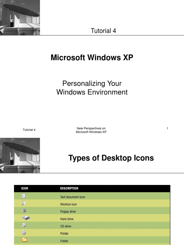 Microsoft Windows XP: Personalizing Your Windows Environment | PDF ...