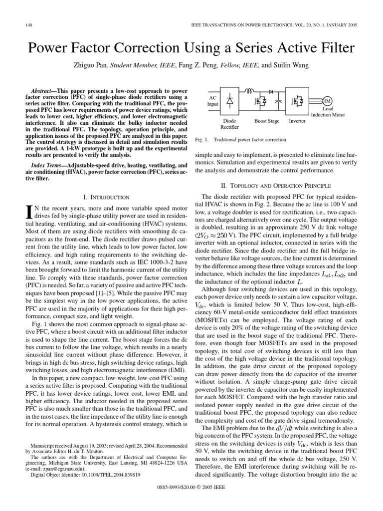 Power Factor Correction Using A Series Active Filter | PDF | Power ...