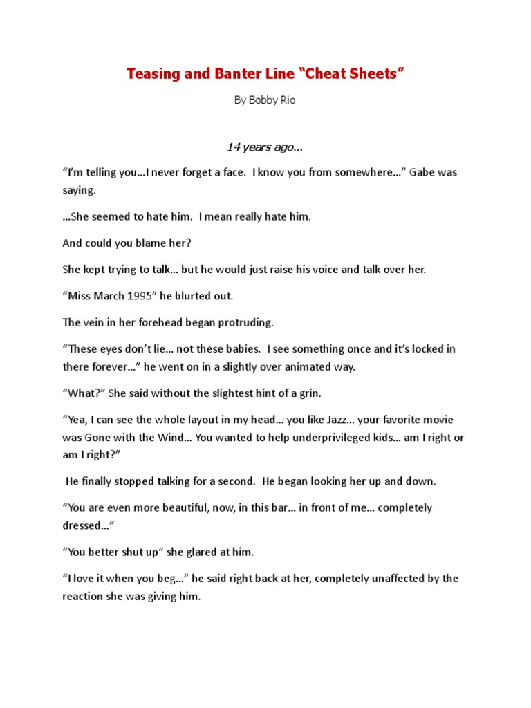 Teasing and Banter Cheat Sheet PDF | PDF | Flirting | Conversation