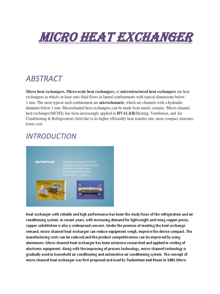 Micro Heat Exchanger: Micro Heat Exchangers, Micro-Scale Heat ...
