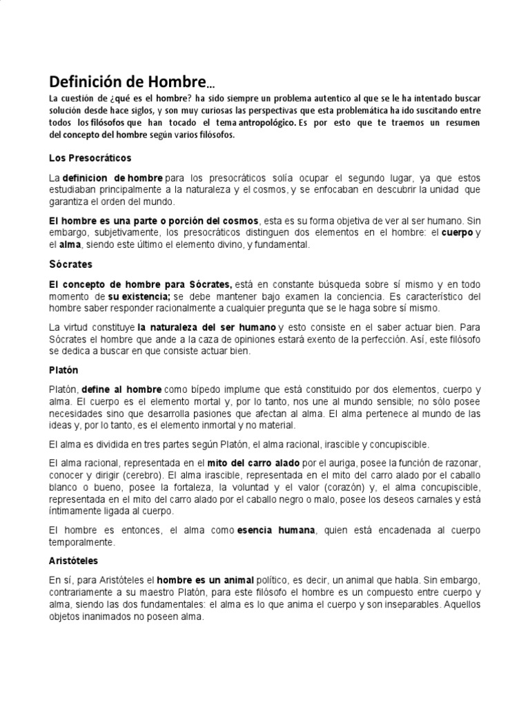 Definición de Hombre | PDF | Alma | Homo Sapiens