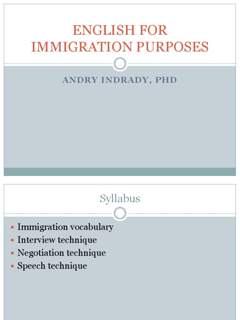 English For Immigration Purposes | PDF