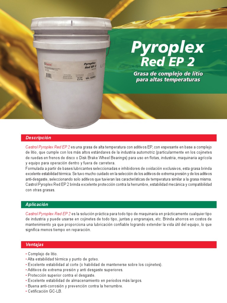 Castrol Pyroplex Red Ep 2 | PDF | Lubricante | Naturaleza