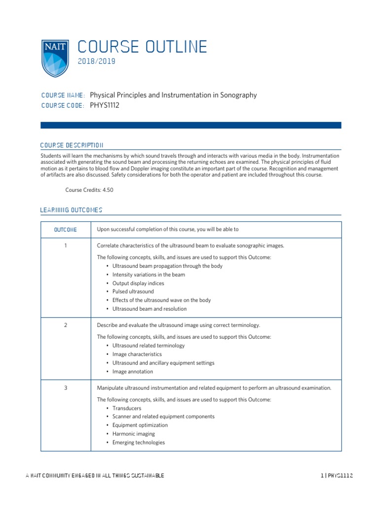 Course Outline PHYS1112 - 2018 | Download Free PDF | Medical Ultrasound ...