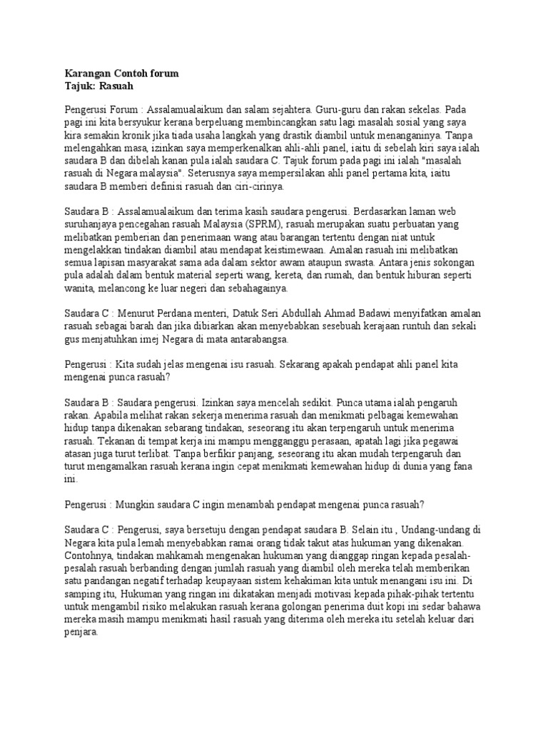 Karangan Contoh Forum | PDF