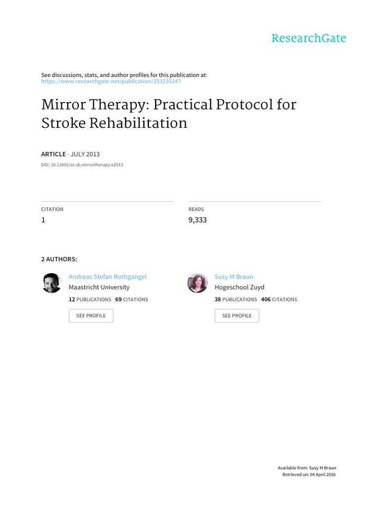 Mirror Therapy PDF | PDF | Physical Therapy | Psychotherapy