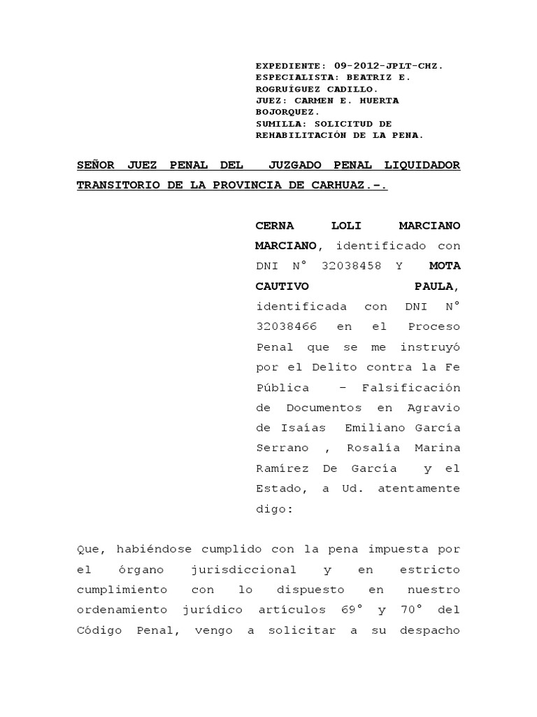 Carmen Rosa Ubaldo Cochachin Denuncia | PDF | Castigos | Juez