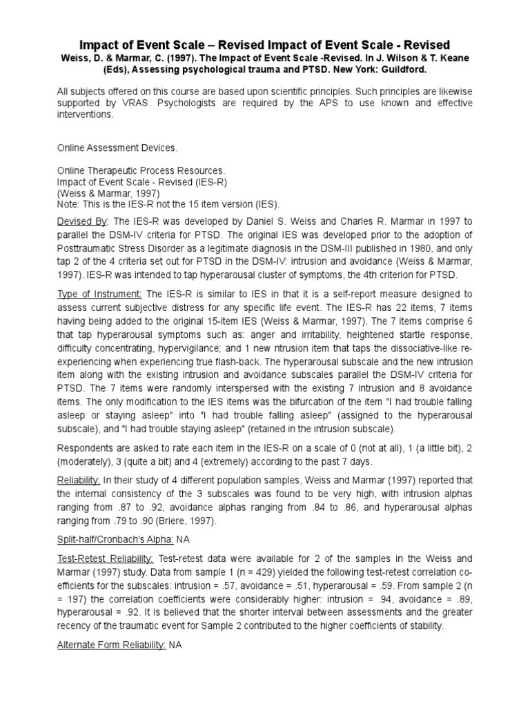 Impact of Event Scale - Revised Impact of Event Scale - Revised ...