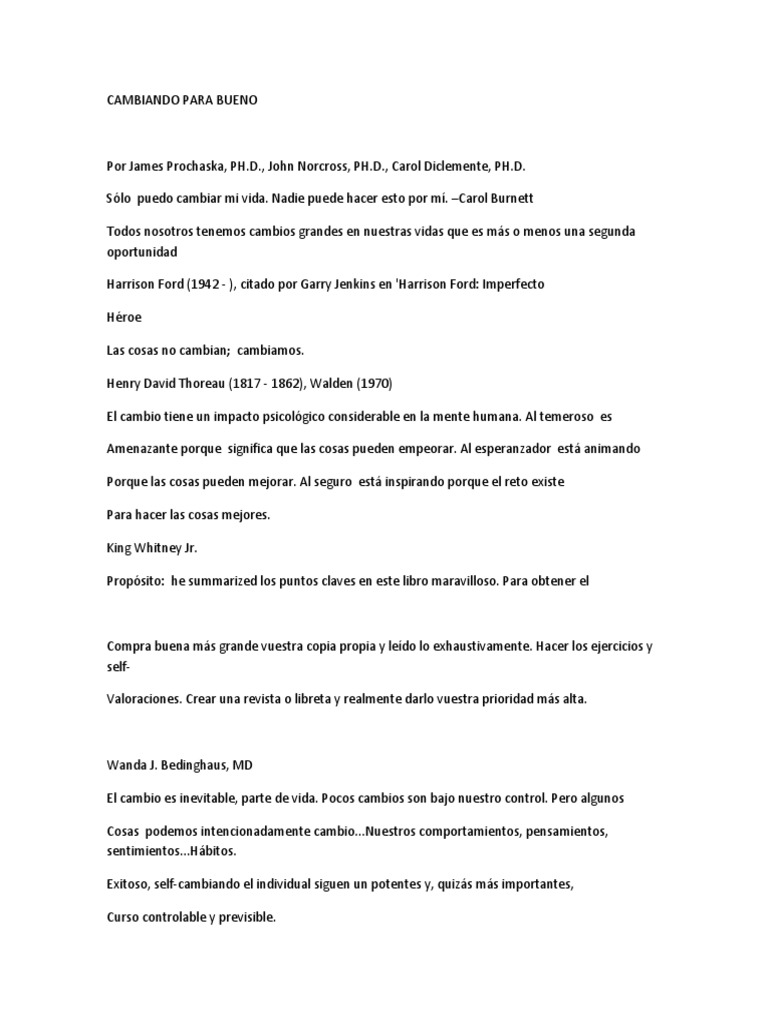 Changing For Good, J.prochaska Español | PDF | Las emociones ...