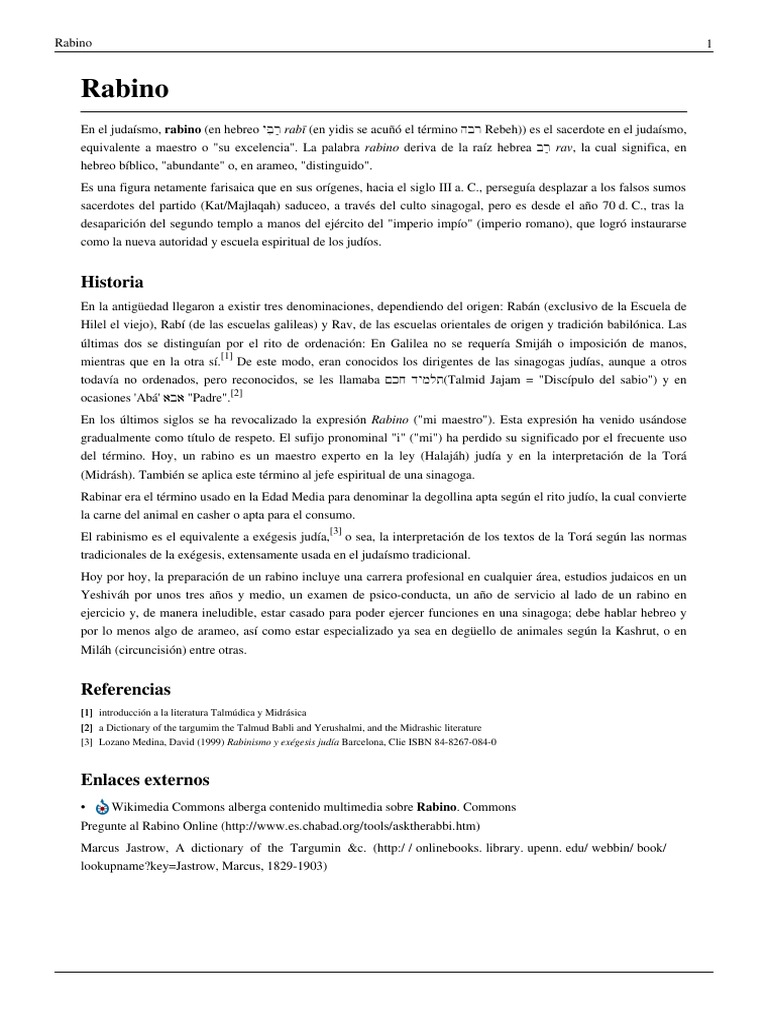 Rabino o Rabī o Rebeh o Rabán o Ravo o Maestro o Su Excelencia - WKPD ...