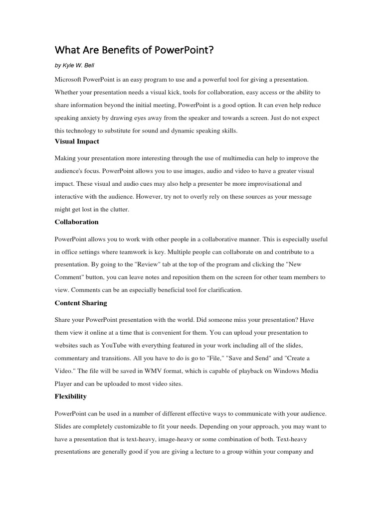 Benefits of Microsoft PowerPoint | PDF | Microsoft Power Point | Computing