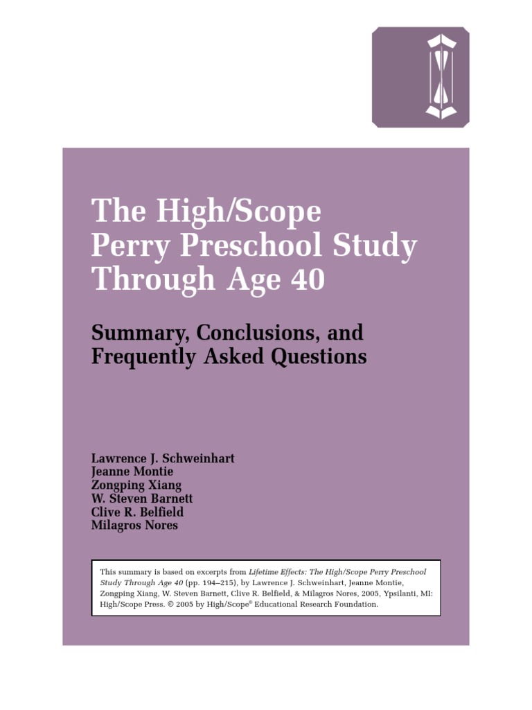 The High/Scope Perry Preschool Study Through Age 40: Summary ...