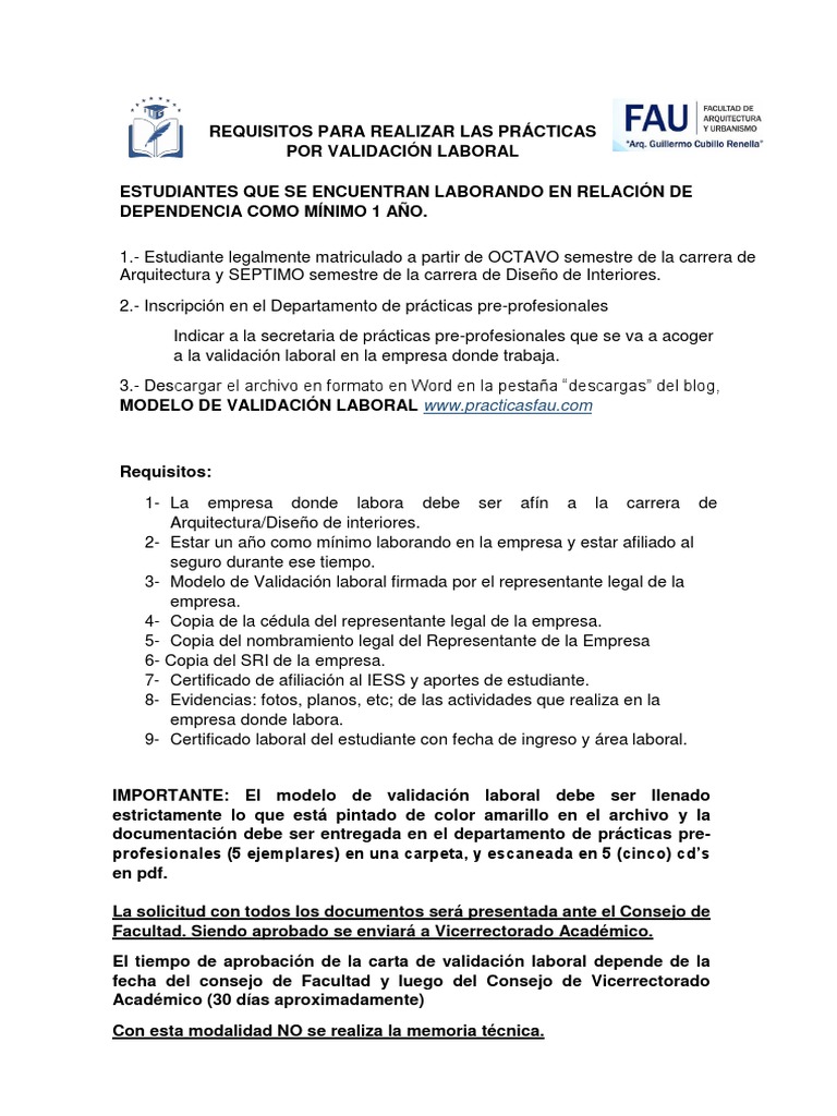 Requisitos Por Validación Laboral | PDF