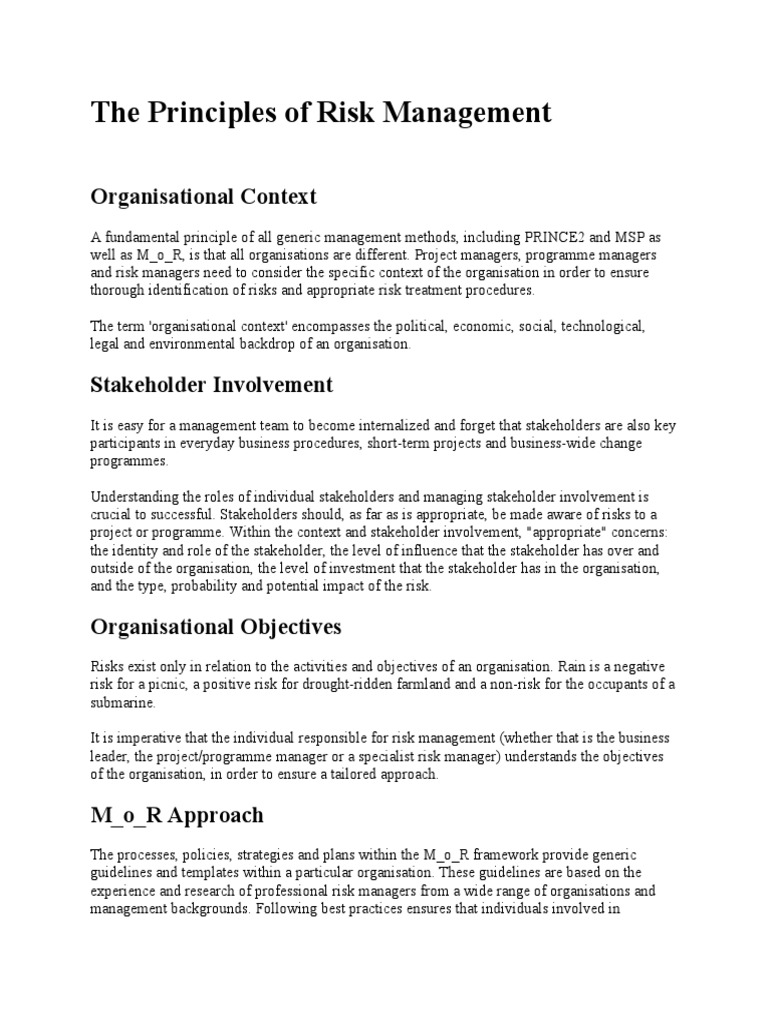 The Principles of Risk Management | PDF | Risk Management | Risk