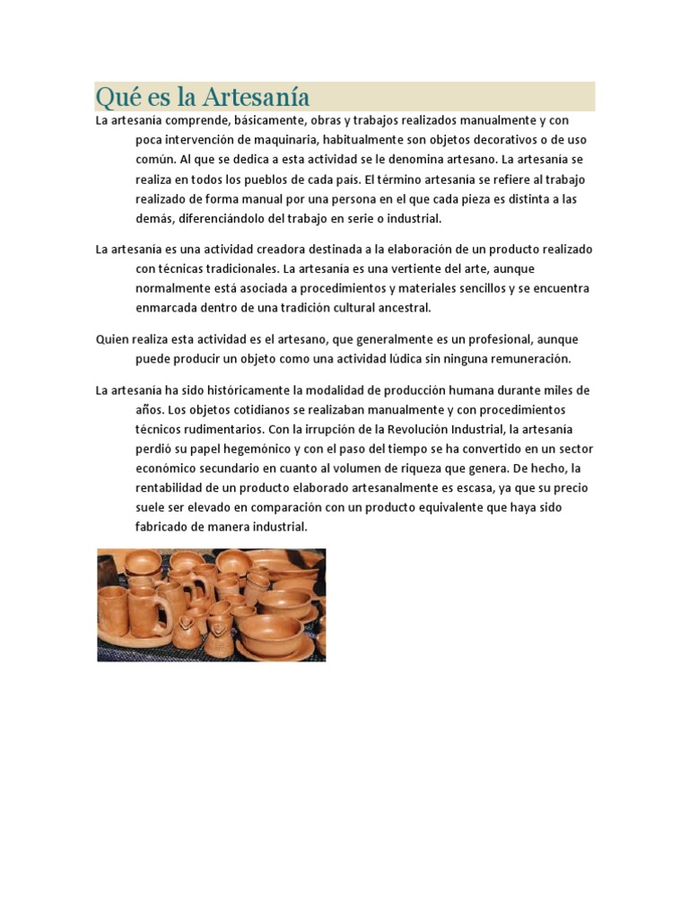 Definición de Artesanía y su Historia | PDF | Textiles | Agricultura