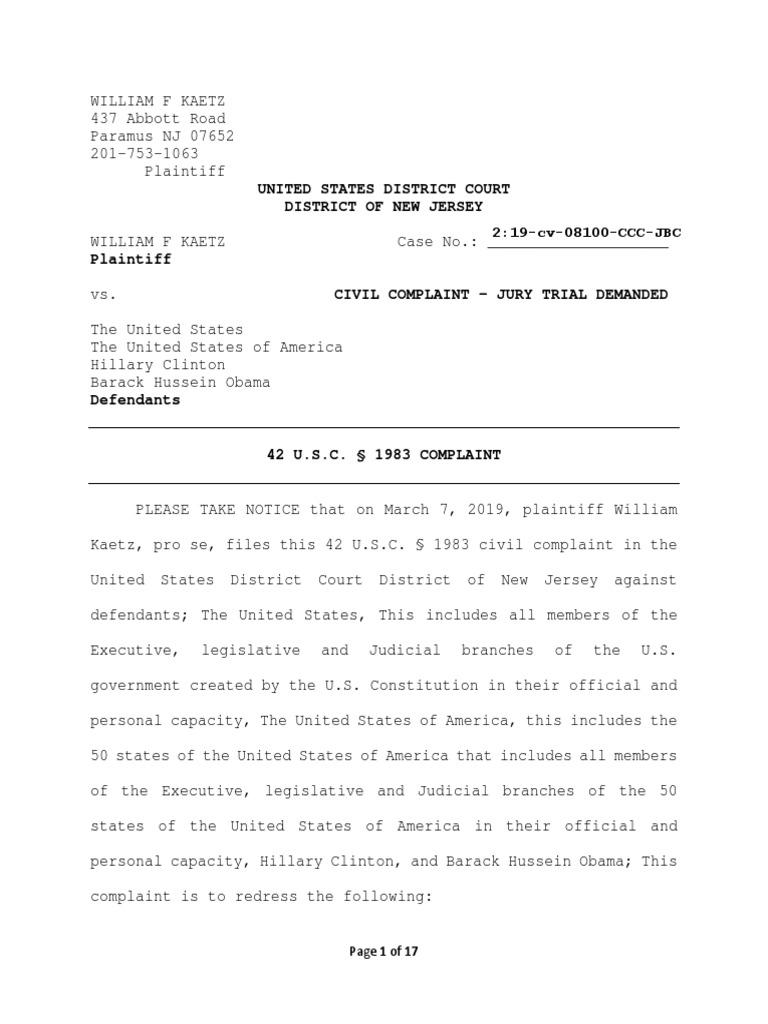 Discrimination Federal Complaint | PDF | United States Constitution ...