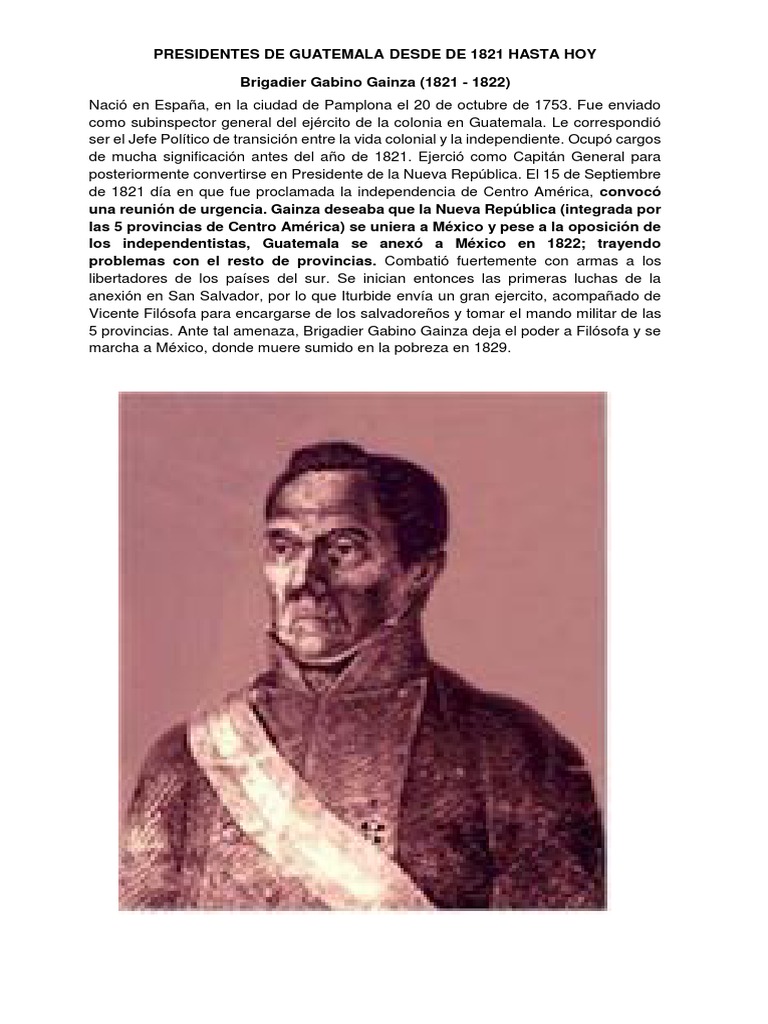 Presidentes de Guatemala Desde de 1821 Hasta Hoy | Guatemala | México