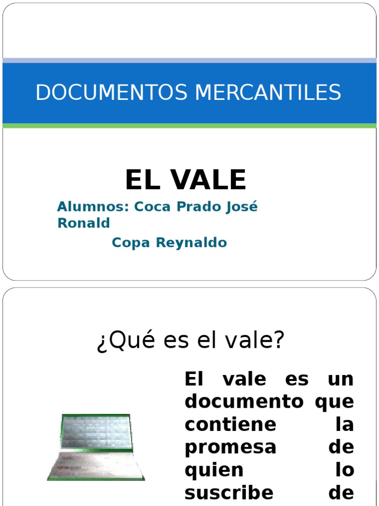 Vale | PDF | Responsabilidad (contabilidad financiera) | Deuda
