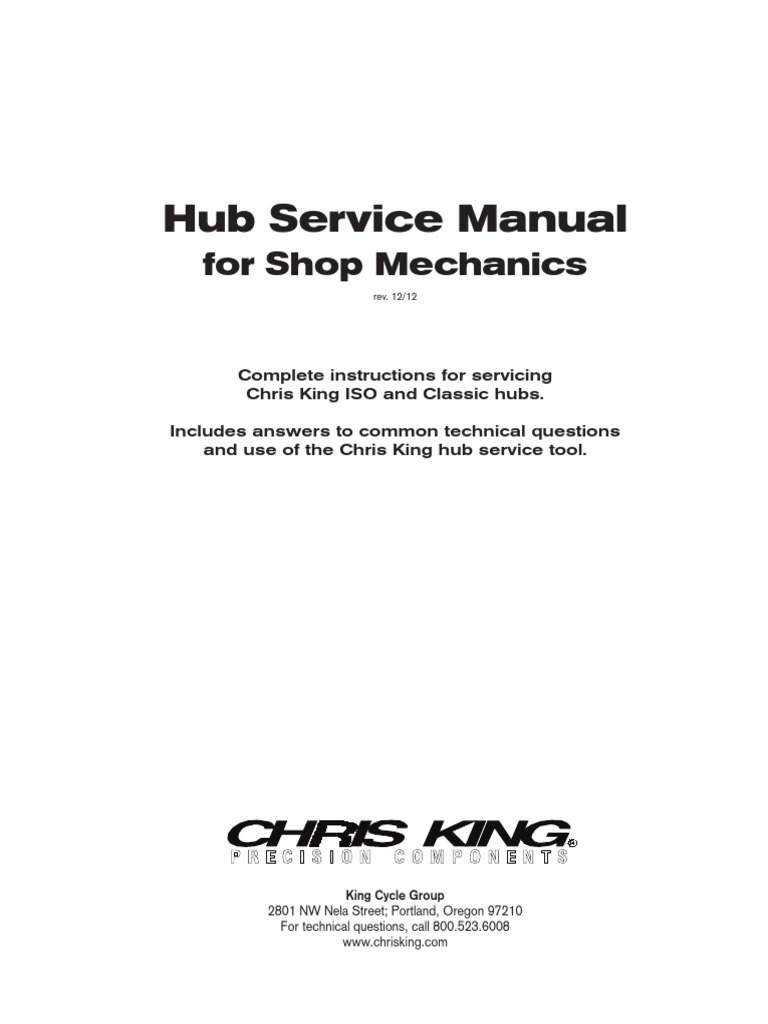 Hub Service Manual: For Shop Mechanics | PDF | Bearing (Mechanical) | Screw