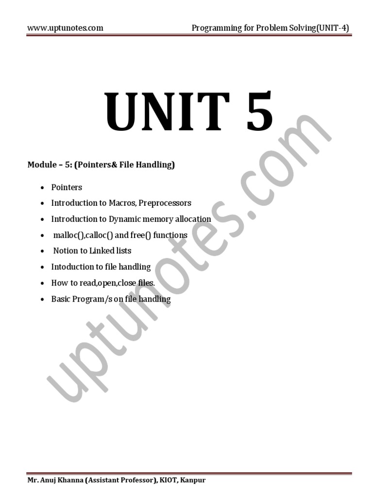 CCP Unit 5 | PDF | Pointer (Computer Programming) | Software CCP Unit 5 | PDF | Pointer (Computer Programming) | Software