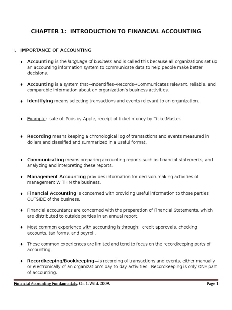 Chapter 1 - Introduction To Financial Accounting | PDF | International ...