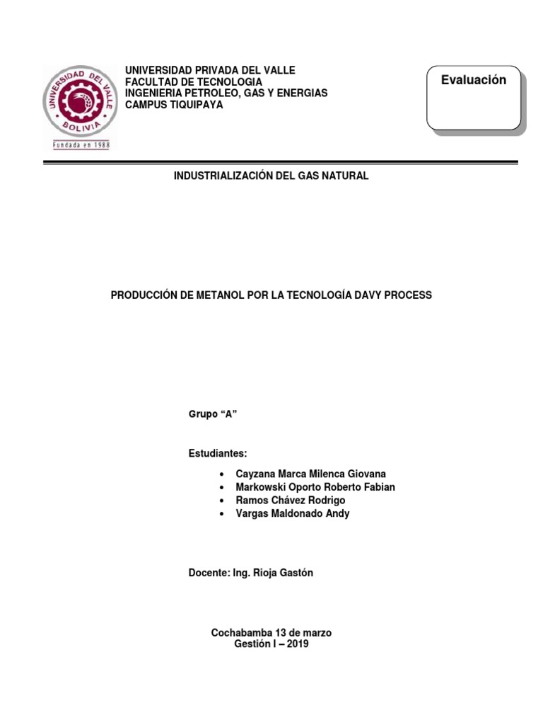 Tecnología Davy Process | PDF | Metanol | Catálisis
