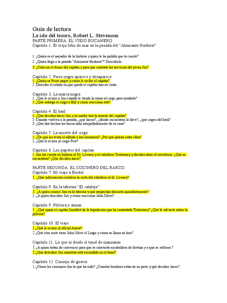 Guía de Lectura La Isla Del Tesoro | PDF | Isla del tesoro | Violencia
