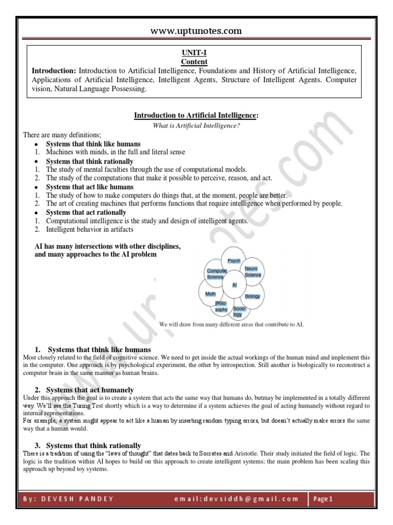 AI Notes | PDF | Computer Vision | Artificial Intelligence