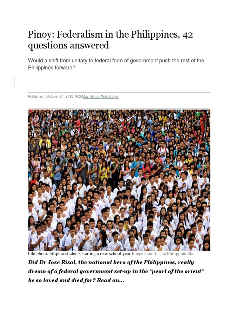 Pinoy: Federalism in The Philippines, 42 Questions Answered | PDF ...