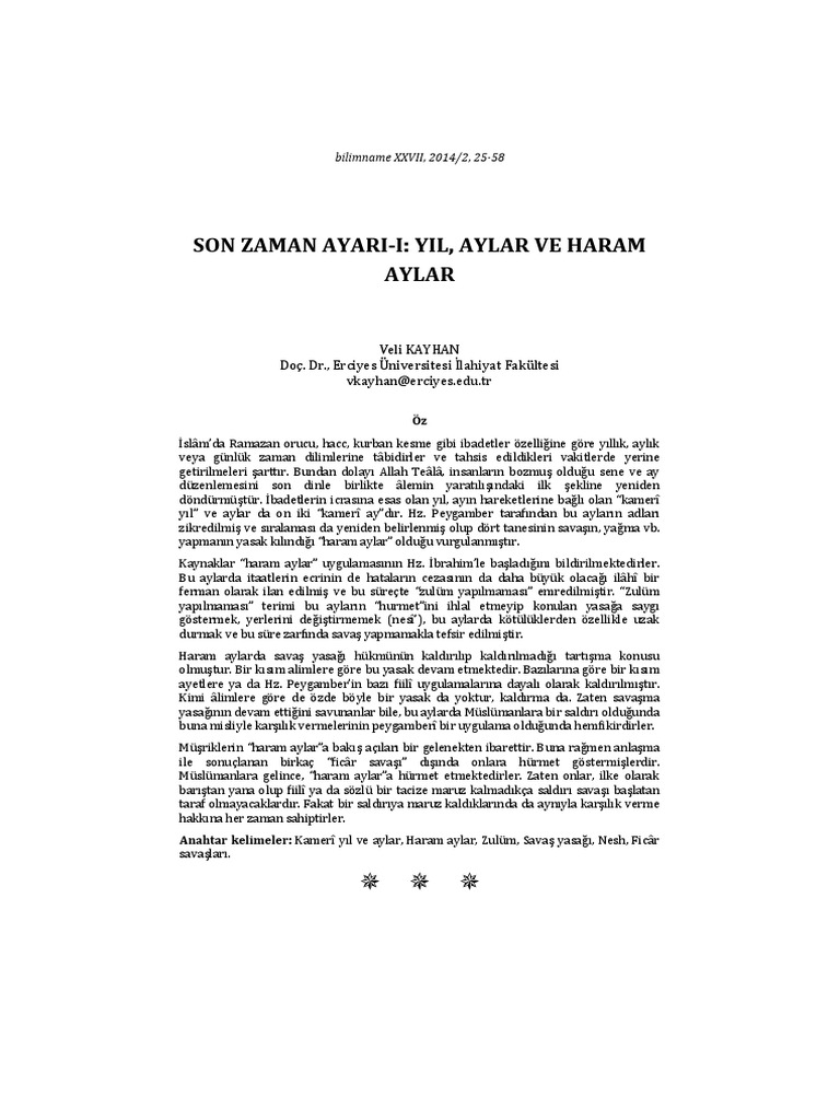 Son Zaman Ayari-I: Yil, Aylar Ve Haram Aylar | PDF