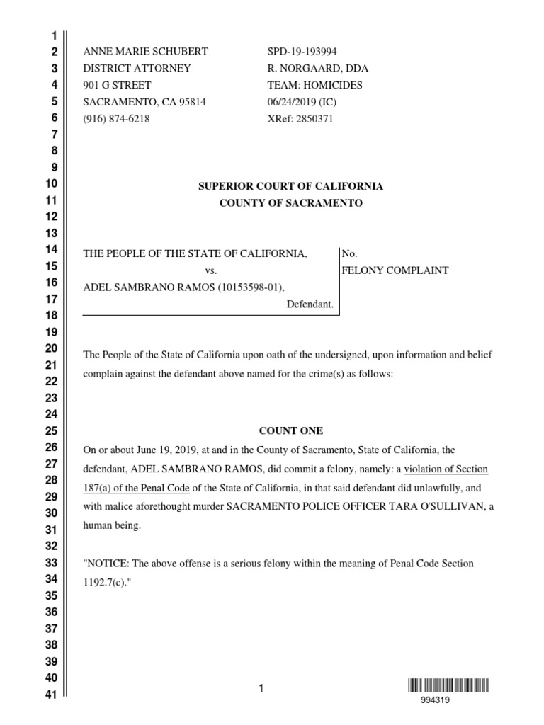 Adel Ramos Criminal Complaint | PDF | Murder | Criminal Law