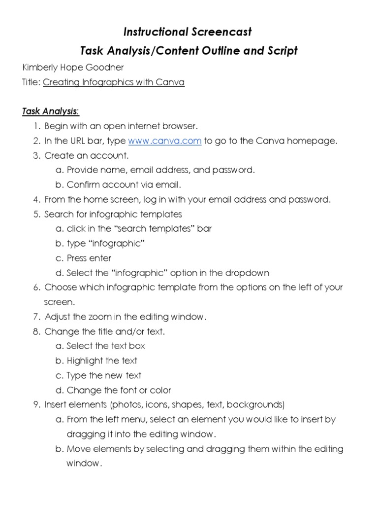 Instructional Screencast Task Analysis/Content Outline and Script | PDF | Computing | Software