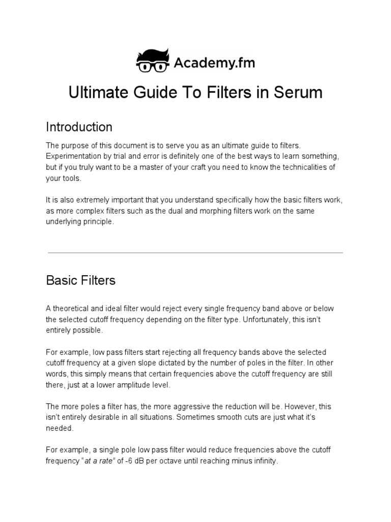 Academy - FM - Ultimate Guide To Filters in Serum - Course PDF | PDF ...