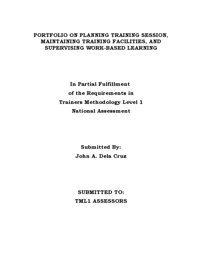 Portfolio Cover for Trainers Methodology | PDF