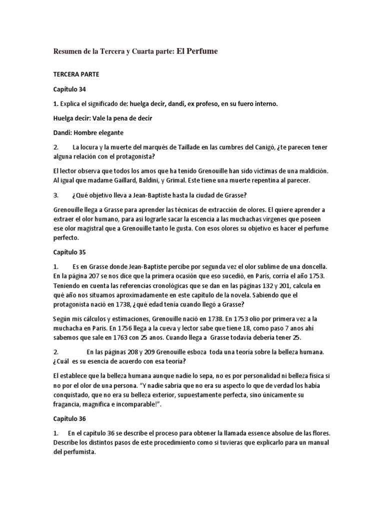 Resumen El Perfume 3 y 4 | PDF | Amor