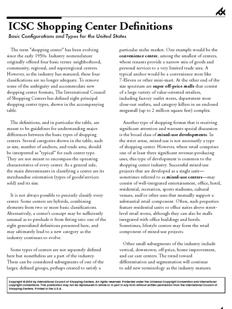 Definition Shopping Center | PDF | Shopping Mall | Retail